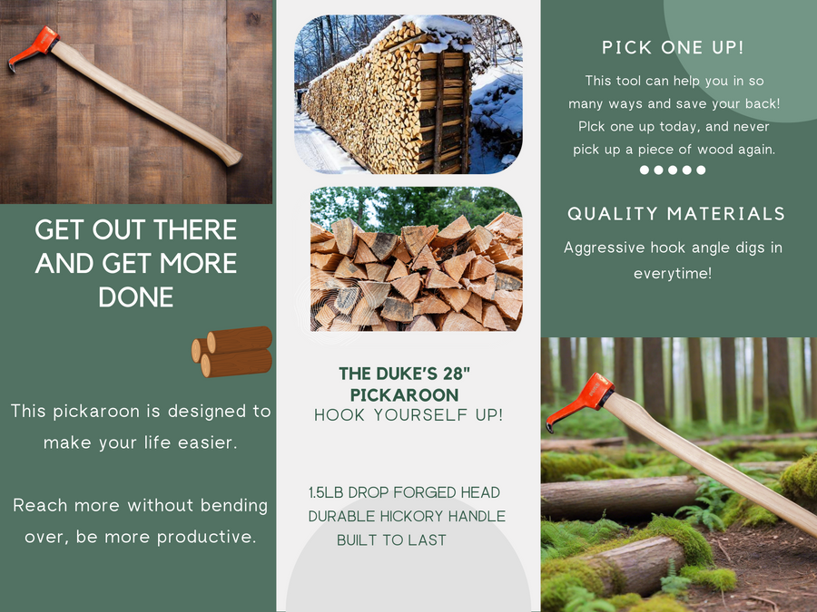 THE DUKE'S PICKAROON LOG HANDLING TOOL 28" HICKORY HANDLE - Saw Salvage