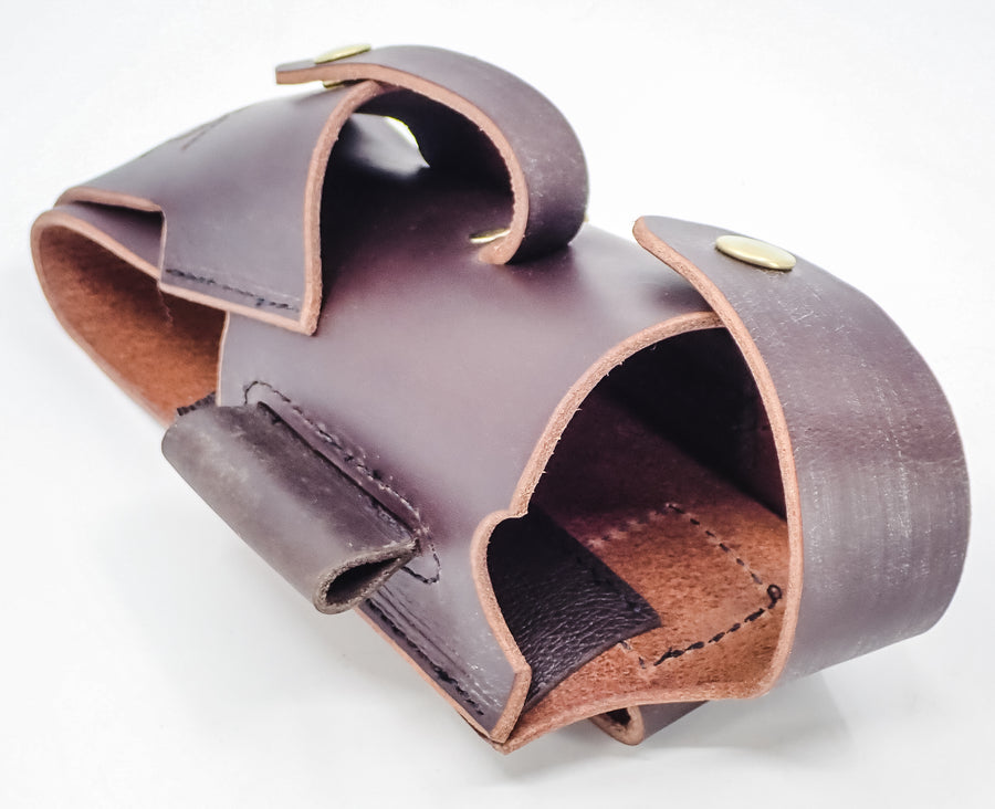 THE DUKE'S HANDMADE 6 PIECE LEATHER LOGGER'S WEDGE FILE TOOL POUCH WIT ...