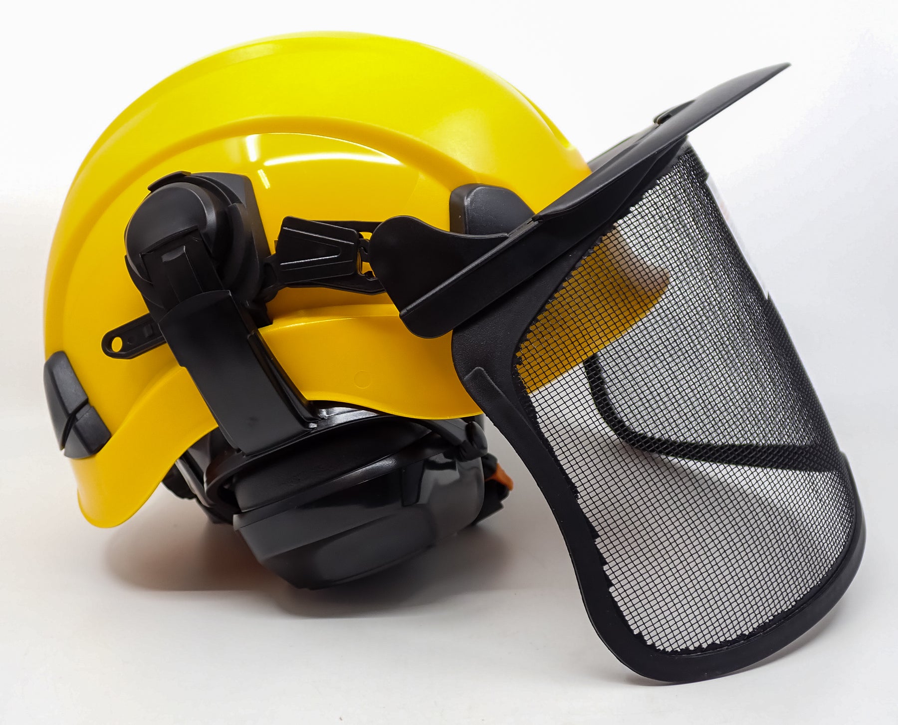 FORESTER ARBORIST HELMET SYSTEM WITH HEARING AND FACE PROTECTION YELLO ...