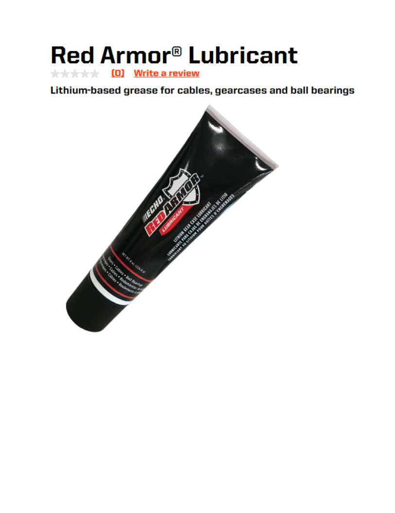 ECHO PREMIUM RED ARMOR LITHIUM GREASE LUBE TUBE 14OZ 94014 - Saw Salvage